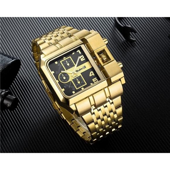 Accessories | Mens Gold Square Big Dial Luxury Watch | Poshmark